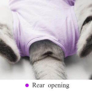 Cat Professional Recovery Suit for Abdominal Wounds and Skin Diseases, E-Collar Alternative for Cats and Dogs, After Surgey Wear Anti Licking, Recommended by Vets（Purple,M