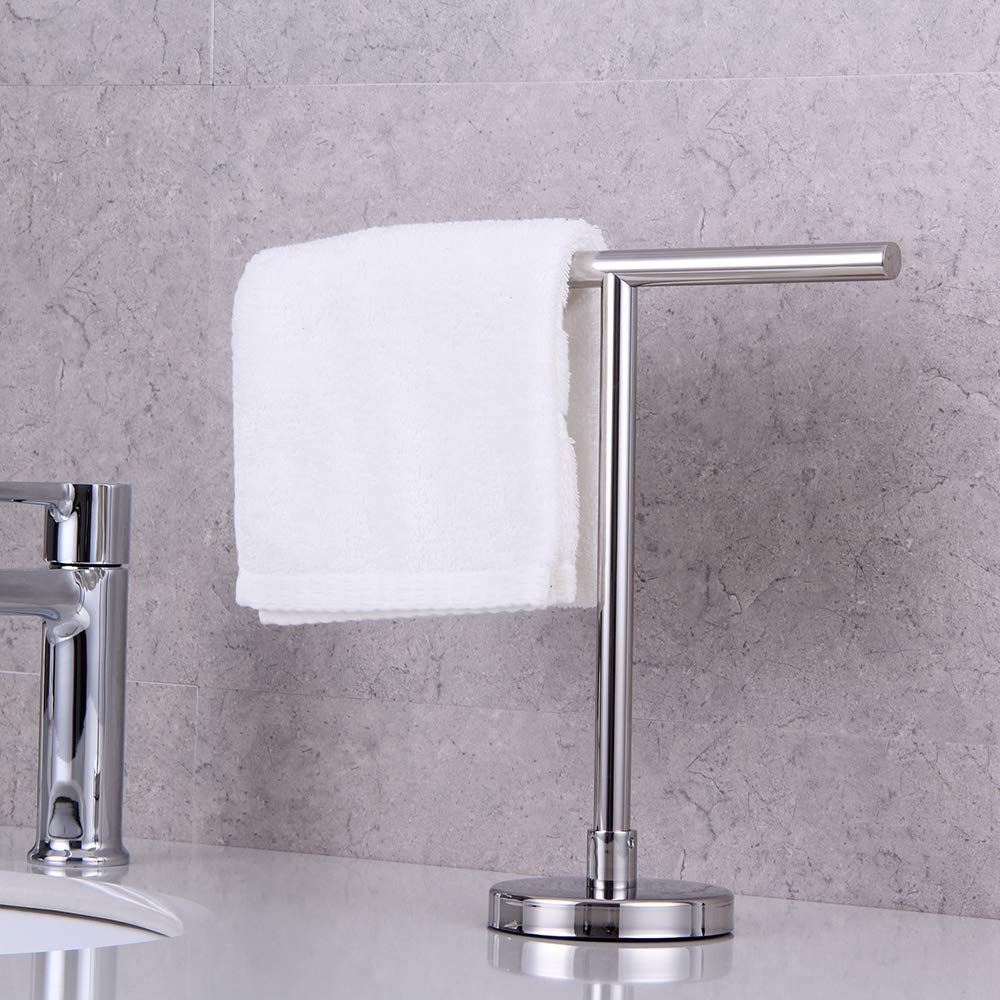 GERZ SUS 304 Stainless Steel Hand Towel Holder Standing Tree Rack for Bathroom Vanities Countertop, Polished Finish