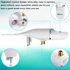 Bidet Attachment for Toilet, Atalawa Ultra-Slim Bidet Attachment Non-Electric Dual Nozzle (Posterior Rear/Feminine Wash) Fresh Cold Water Bidet Toilet with Adjustable Water Pressure and Brass Inlet