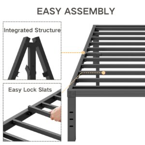 COMASACH Queen Bed Frame Heavy Duty,14" High Black Metal Platform Bed Frame,Sturdy Steel Frame,No Box Spring Needed,Noise-Free,Easy Assembly