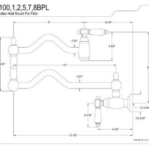 Kingston Brass KS2105BPL Bel-Air Wall Mount Pot Filler, Maximum 22-Inch Spout Reach, Oil Rubbed Bronze