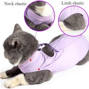 Cat Professional Recovery Suit for Abdominal Wounds and Skin Diseases, E-Collar Alternative for Cats and Dogs, After Surgey Wear Anti Licking, Recommended by Vets（Purple,M