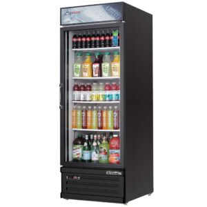 everest refrigeration emgr24b reach-in merchandising refrigerator 1 glass door, 115v, nsf - 25 cu.ft black