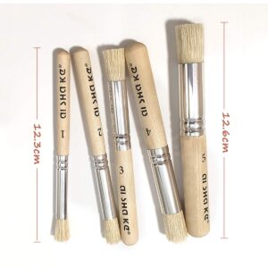 Auhoahsil Stencil Brushes Set, 5 Pcs Natural Bristle Wooden Handle Template Brushes for Wood Wall Model House Painting, Stencil Projects, Card Making, DIY, Crafts and Acrylic Oil Watercolor Painting