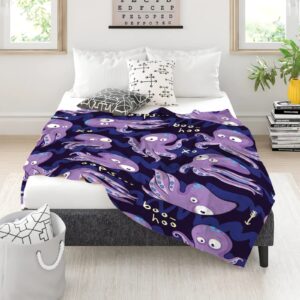 MYSTCOVER Octopus Blanket Gifts for Boys Girls, Ocean Kraken Throw Blanket Sea Animals Decor Plush Soft Lightweight Flannel Fleece Cute Purple Octopus Blankets for Lap Chair Bed 50x40In Kids