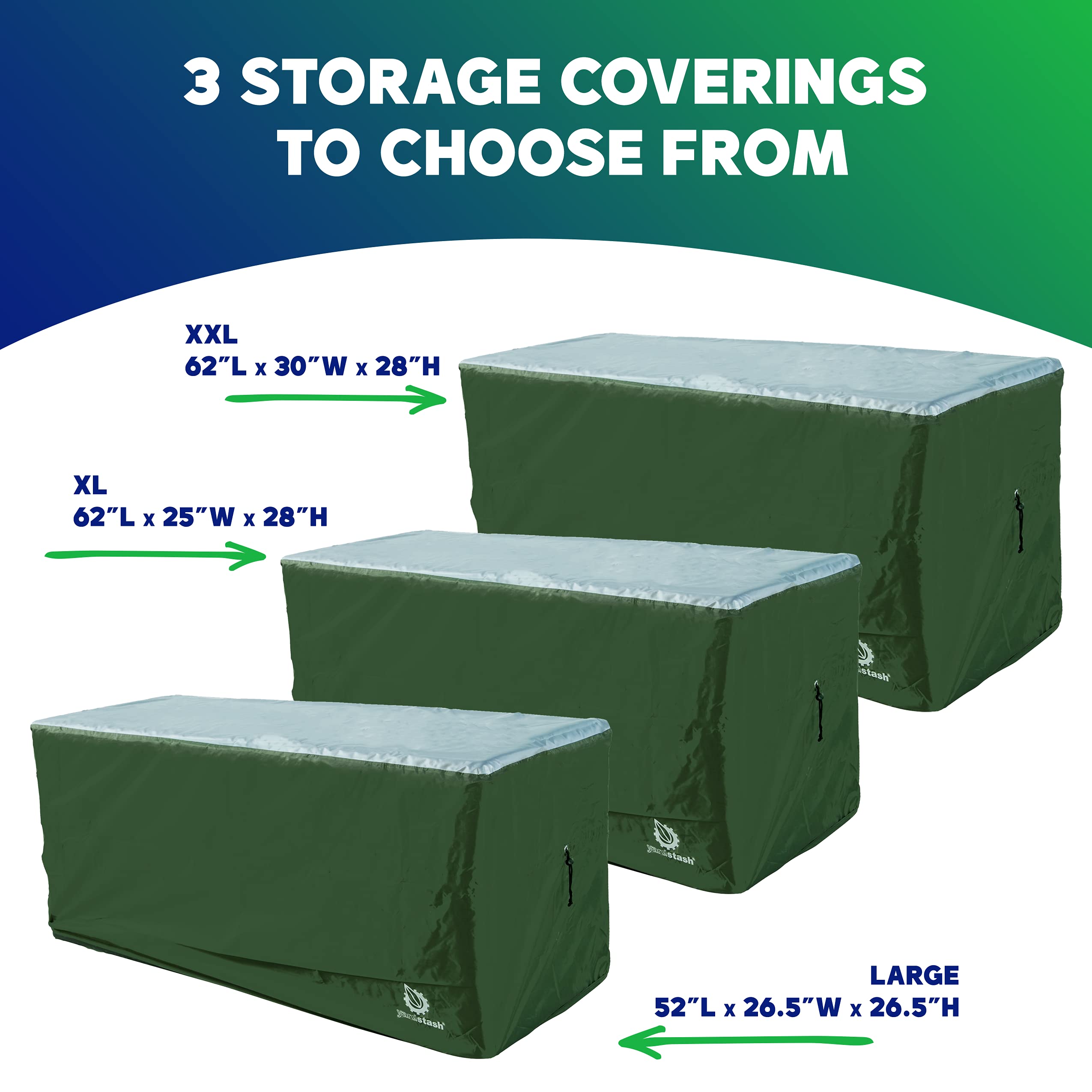 YardStash Deck Box Cover - Heavy Duty, Waterproof Covers for Outdoor Cushion Storage and Large Deck Boxes - Protects from Rain, Wind and Snow - L - Tan