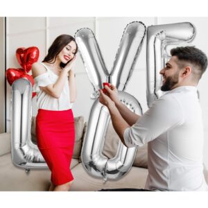 Letter Balloons 40 Inch, Single Silver Letter A Balloons Aluminum Hanging Foil Film Balloon for Baby Shower, Wedding Anniversary, Graduation, Birthday Party Decoration