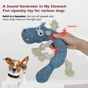 Squeaky Dog Toys Dog Chew Toy Hippo Dog Stuffed Rope Chew Toy Dog Teethbrush Dental Chew Toy for Small Medium Large Doggy or Puppy