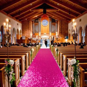 ShinyBeauty Aisle Runners for Weddings -2FTx15FT- Hot Pink Sequin Aisle Runner Fuchsia Glitter Aisle Runner Carpet Aisle Runner for Wedding Ceremony Party Prom Event (2FTx15FT, Hot Pink)