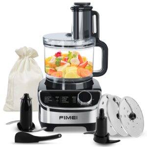 fimei 12-cup food processor with stainless steel blades - food processors best rated 2024 perfect for chopping, slicing, and pureeing, 600w motor