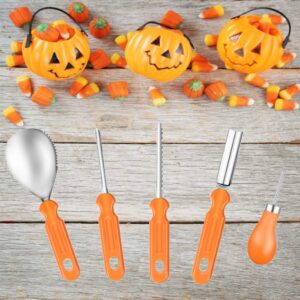 Sunwuun Halloween Pumpkin Carving Kit, 5 Piece tainless Steel Pumpkin Tools, Sturdy Pumpkin Carving Tool Kit for Kids