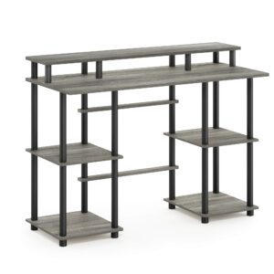 furinno turn-n-tube computer desk, french oak grey/black