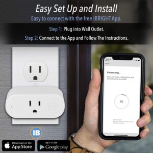 IBRIGHT Smart Plug, Smart Home WiFi Outlet, Remote App Control, Supports 2.4GHz Network, No Hub Required (Works with Amazon Alexa & Google Assistant) FCC ROHS Certified