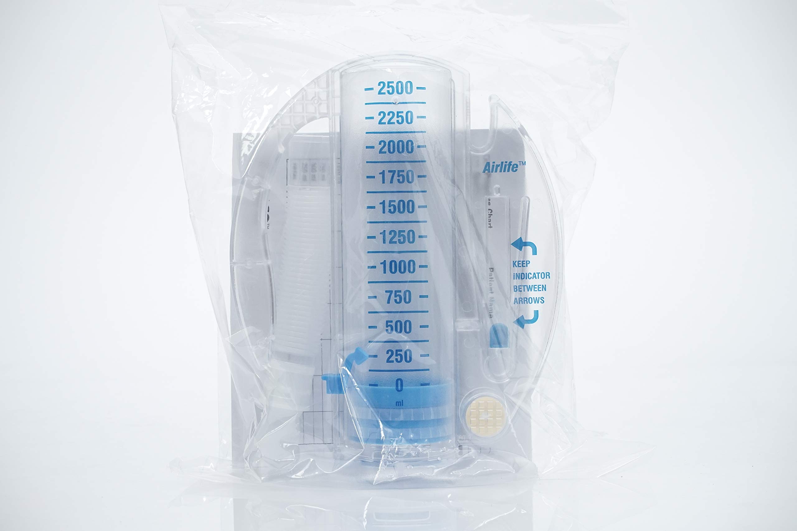 Vyaire Medical 1903A AirLife Volumetric Incentive Spirometers with One-Way Valve, 2500 mL, Pack of 12