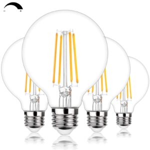 g25 led edison dimmable globe light bulbs 100w equivalent 1200lm 2700k soft warm white led vanity light 8w e26 medium base vintage filament bulbs for bedroom bathroom makeup mirror pendant 4 packs