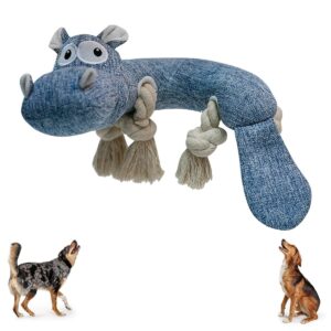 squeaky dog toys dog chew toy hippo dog stuffed rope chew toy dog teethbrush dental chew toy for small medium large doggy or puppy