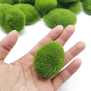 TIHOOD 30 PCS 3 Size Artificial Moss Rocks Decorative, Green Moss Balls,Moss Stones, Green Moss Covered Stones, Fake Moss Decor for Floral Arrangements, Fairy Gardens and Crafting