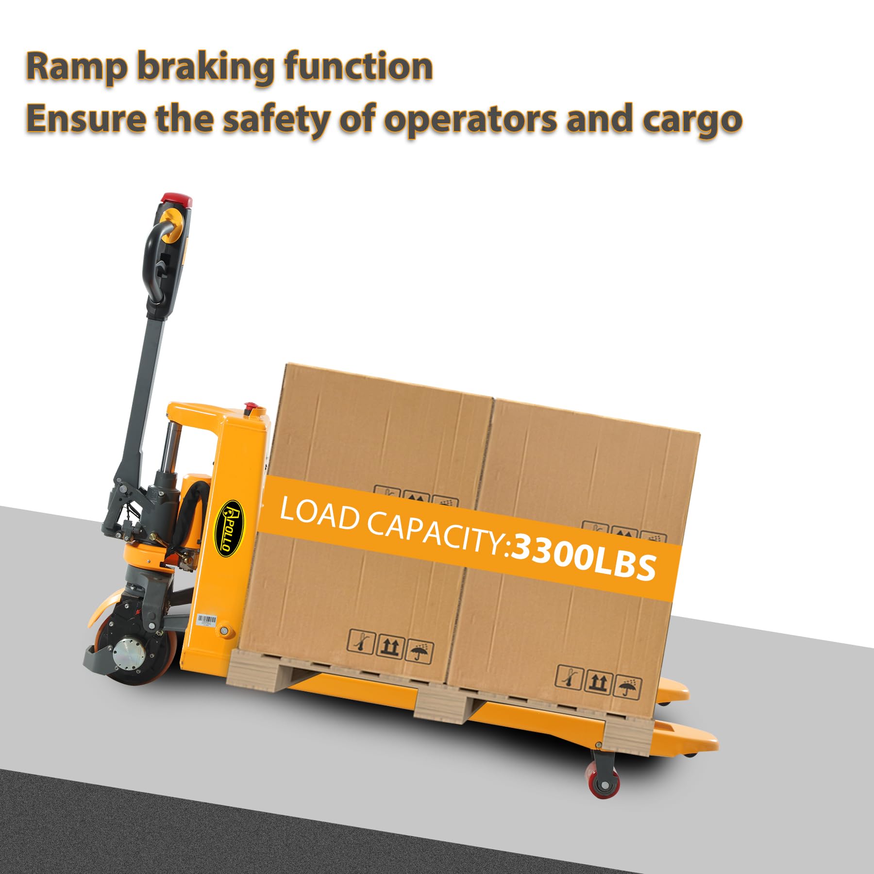 APOLLOLIFT Electric Pallet Jack Powered Lithium Battery Classic Pallet Truck 3300Lbs Capacity 48" x27" Fork Length Multi-Function Handle