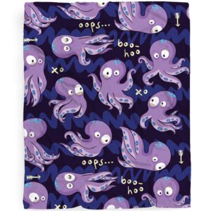 mystcover octopus blanket gifts for boys girls, ocean kraken throw blanket sea animals decor plush soft lightweight flannel fleece cute purple octopus blankets for lap chair bed 50x40in kids