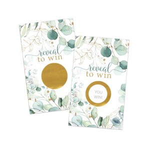 gold & greenery scratch off game cards (30 pack) - fun bridal shower games, modern wedding activities, lottery tickets for door prizes, raffle drawings, instant win scratchers, baby shower favors