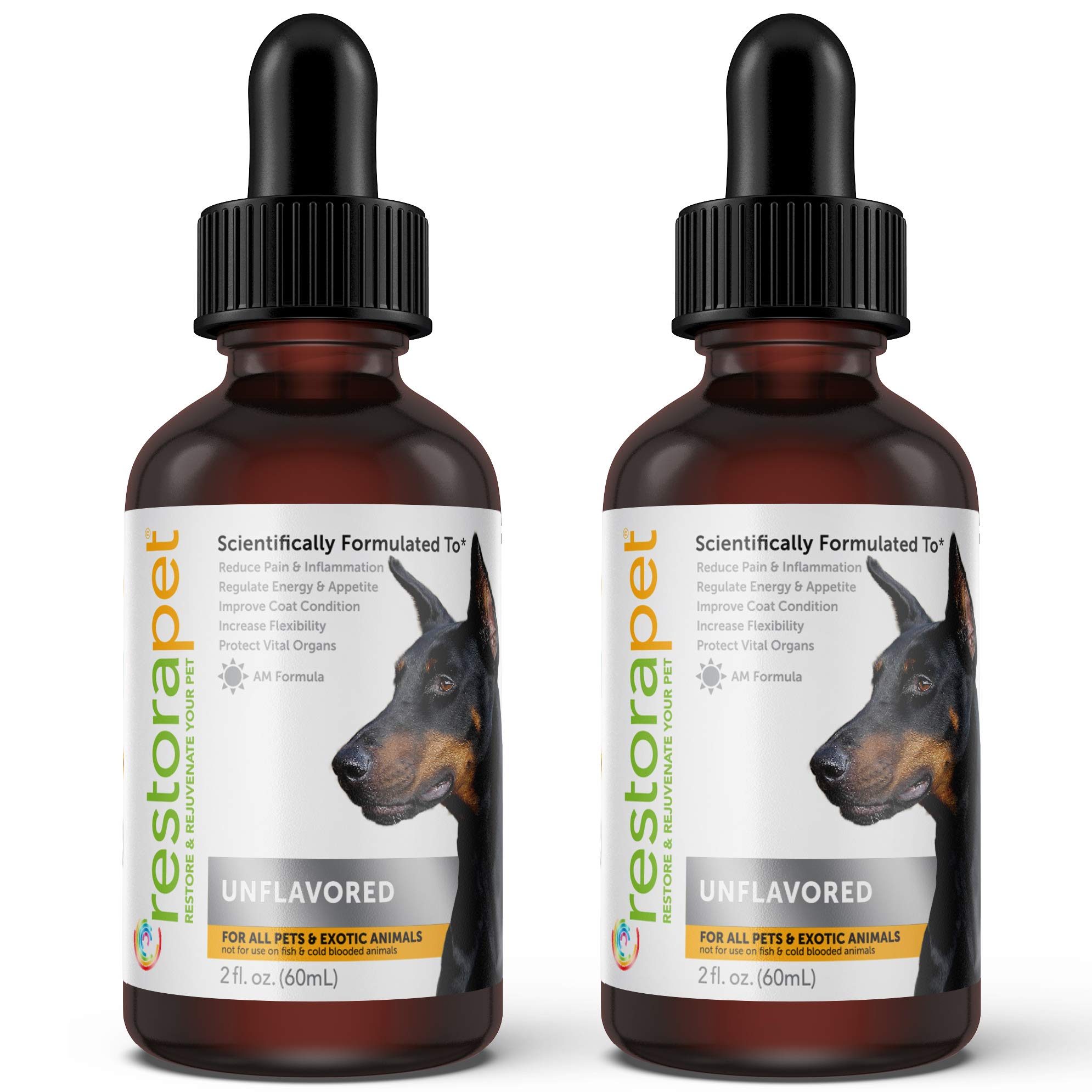 RestoraPet 2-Pack Dog & Cat Unflavored Liquid Multivitamin | Dog Arthritis Pain Relief | Hip&Joint Vitamins for Dogs | Anti Inflammatory Supplement for Dogs & Cats | Organic & Non-GMO, Vet Approved