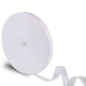 twill tape ribbon soft natural twill tape herringbone webbing tape sewing twill ribbon for diy craft making (white, 1/2 inch, 27 yards)