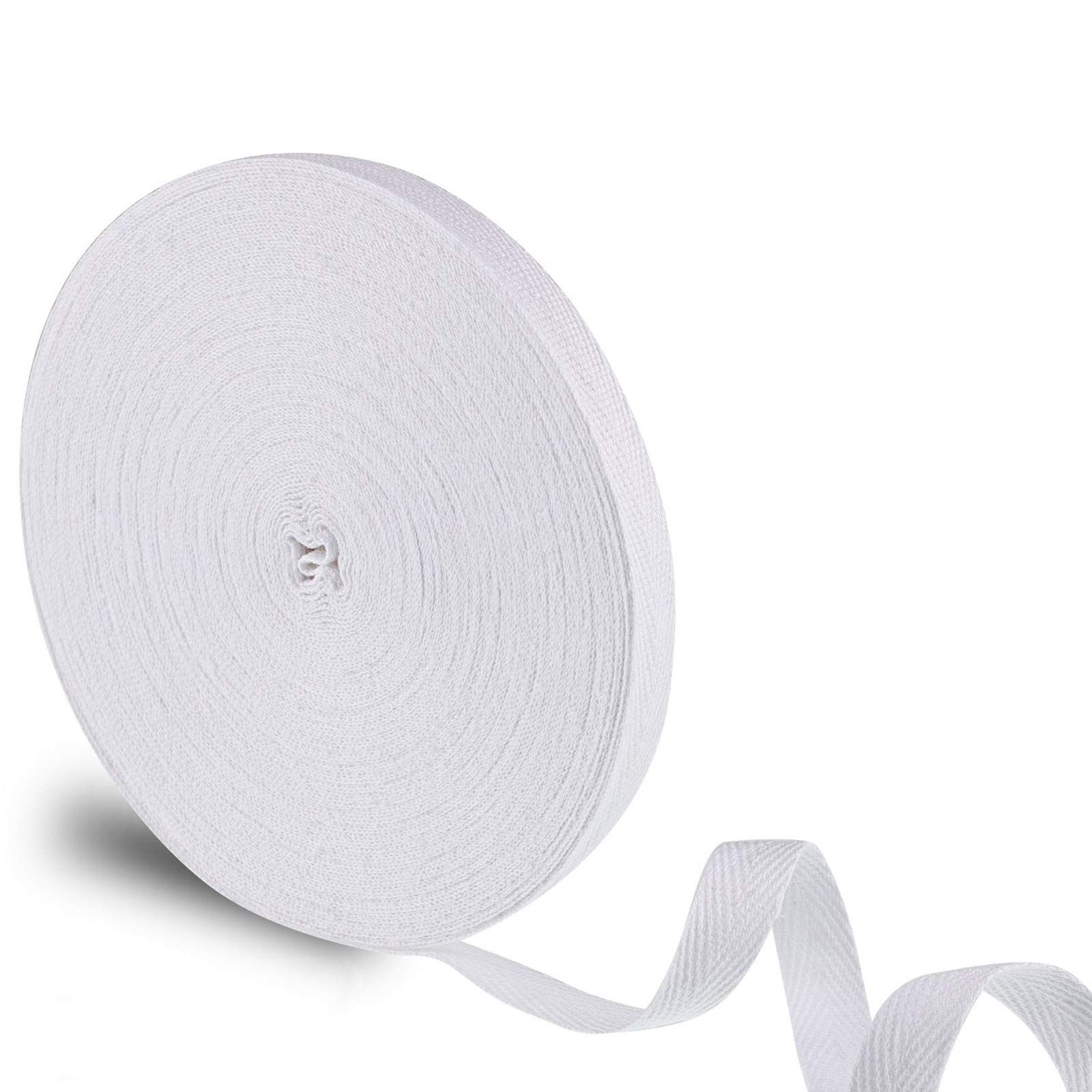 Twill Tape Ribbon Soft Natural Twill Tape Herringbone Webbing Tape Sewing Twill Ribbon for DIY Craft Making (White, 1/2 Inch, 27 Yards)