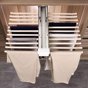 tonchean Pull Out Pants Rack Pants Hanger Bar 22 Arms Steel Pull Out Trousers Rack Clothes Organizers for Space Saving and Storage 18(L) x 23.4(W) x 5.7(H) inch