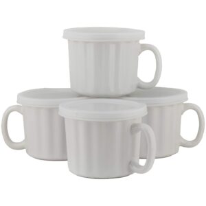 10 strawberry street 16oz set of 4 soup mug with lid, white