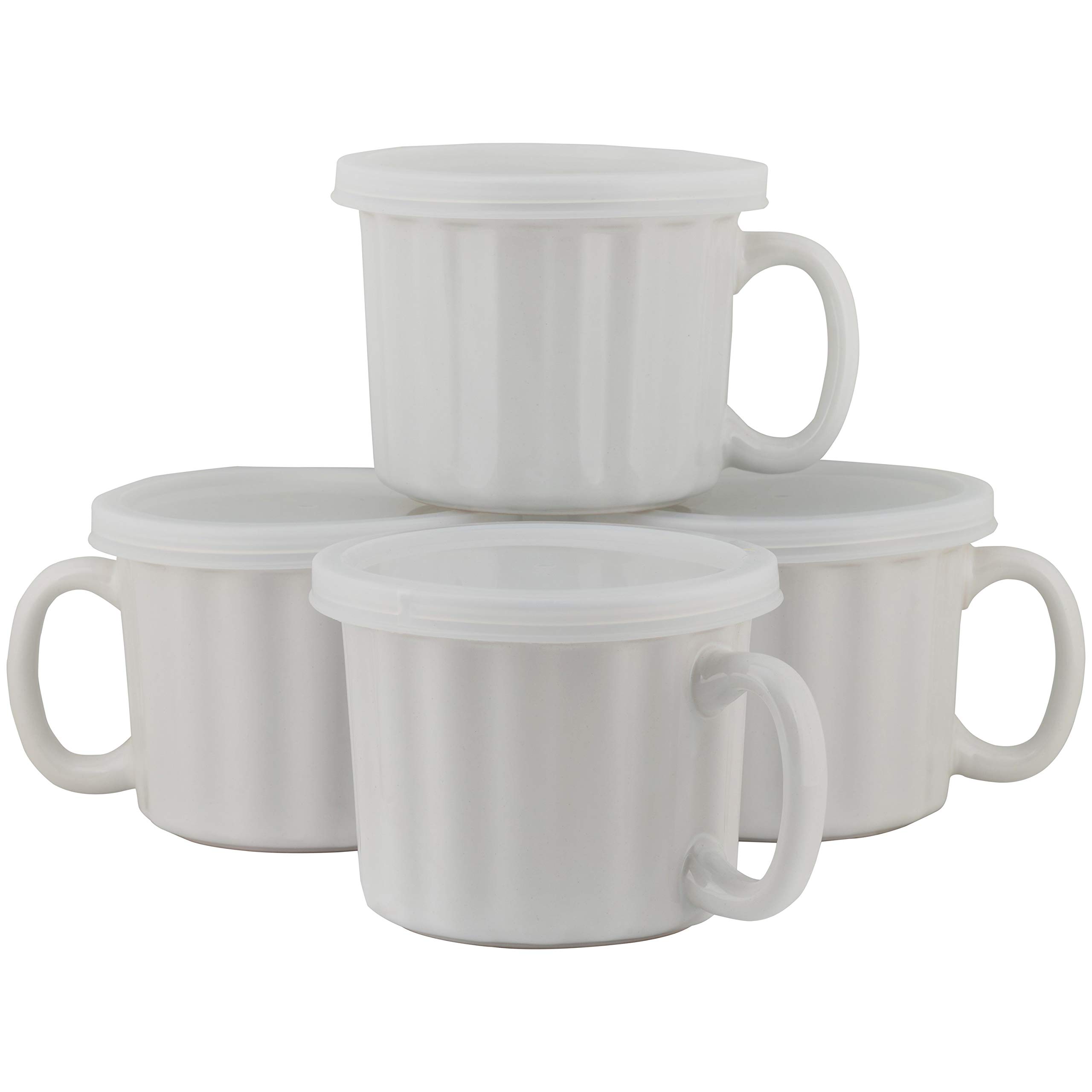 10 Strawberry Street 16oz Set of 4 Soup Mug with Lid, White