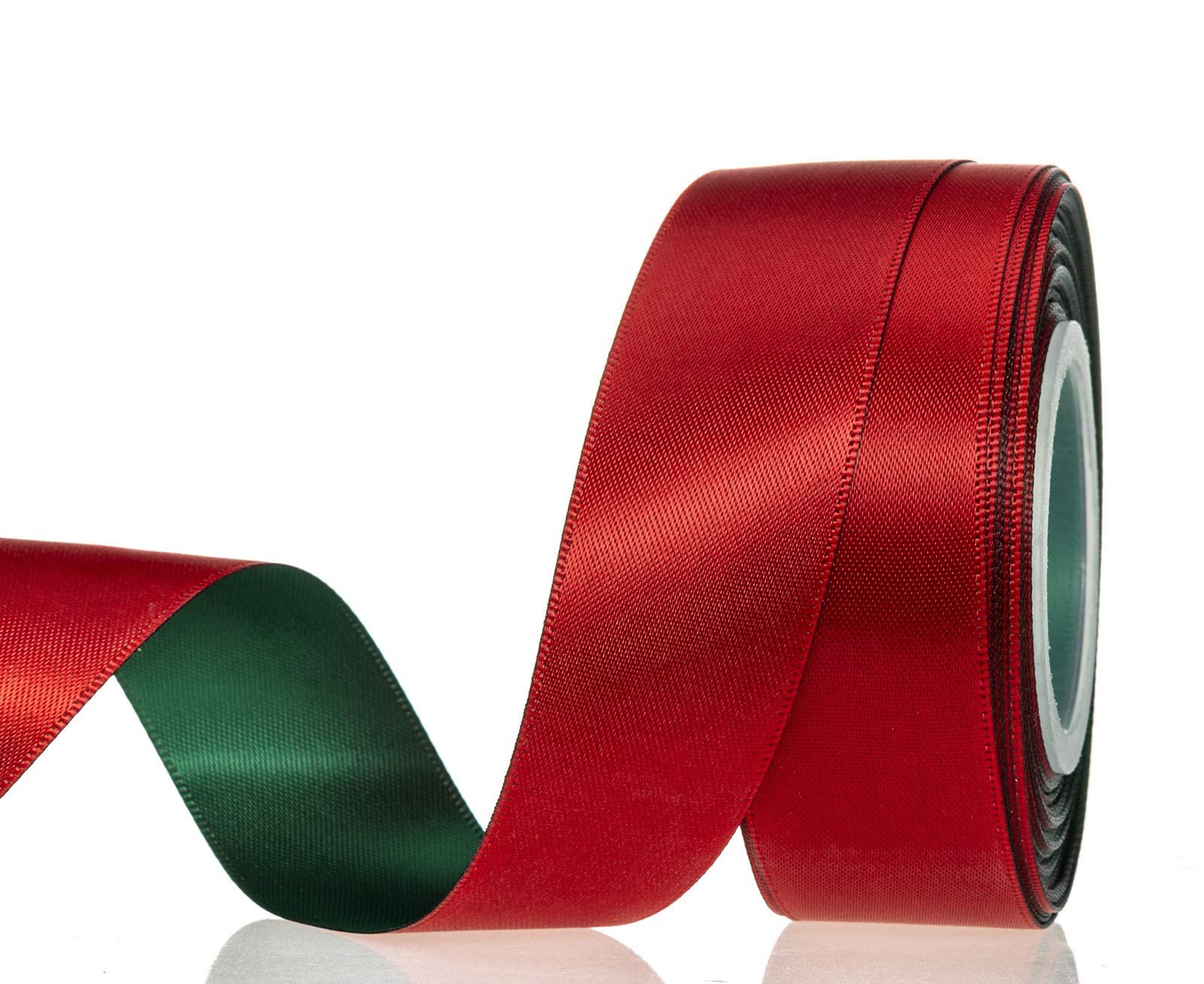 ATRBB 20 Yards 1 Inch Double-face Two-Color Christmas Ribbon, Red and Green Ribbon for Gift Wrapping