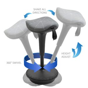 Vinsetto Lift Wobble Stool Standing Chair with 360° Swivel, Tilting Balance Chair with Adjustable Height and Saddle Seat for Active Learning Sitting, Grey