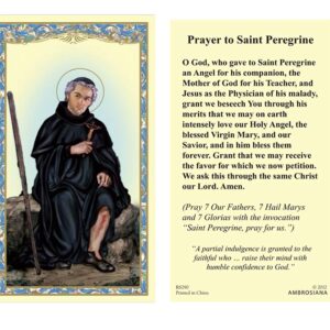 Saint Peregrine Religious Holy Card- Cardstock Card with Prayer to St Peregrine on the back (10 pack)