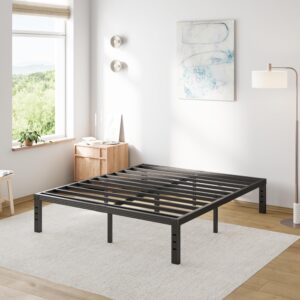 COMASACH Queen Bed Frame Heavy Duty,14" High Black Metal Platform Bed Frame,Sturdy Steel Frame,No Box Spring Needed,Noise-Free,Easy Assembly