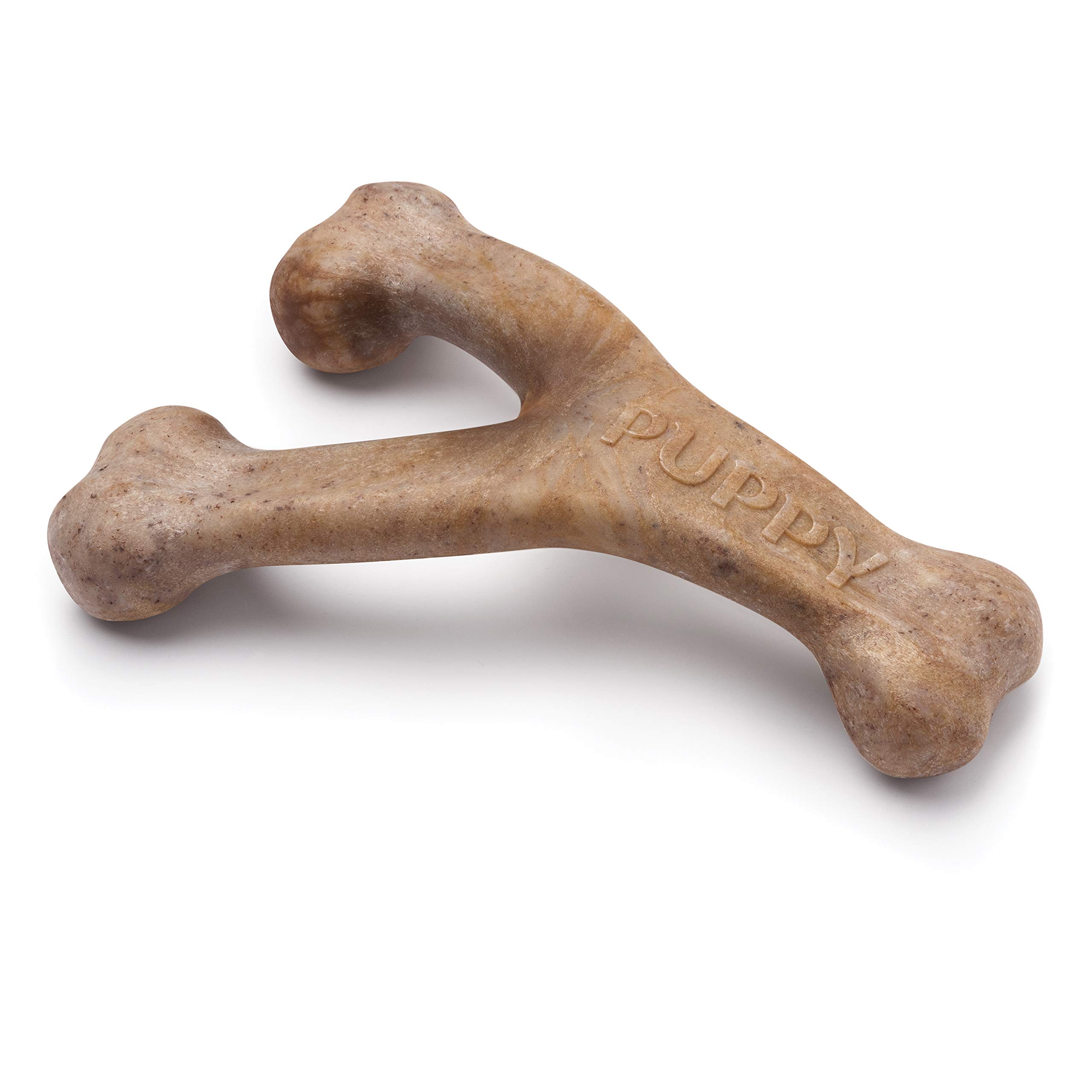 Benebone Puppy Wishbone Durable Dog Chew Toy for Gentle Chewers, Real Bacon, Made in USA, Medium