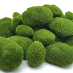 TIHOOD 30 PCS 3 Size Artificial Moss Rocks Decorative, Green Moss Balls,Moss Stones, Green Moss Covered Stones, Fake Moss Decor for Floral Arrangements, Fairy Gardens and Crafting