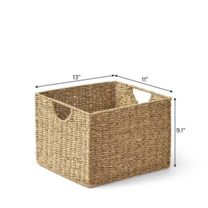 Artera Home 3-Piece Wicker Cube Storage Baskets, 13" x 11" x 9", Beige