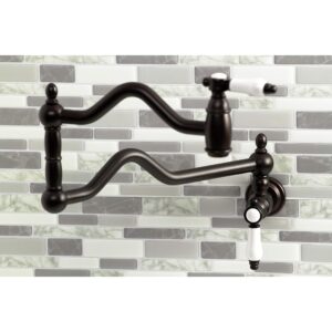 Kingston Brass KS2105BPL Bel-Air Wall Mount Pot Filler, Maximum 22-Inch Spout Reach, Oil Rubbed Bronze