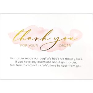 gooji 100 pack 4 x 6 gold foil pink watercolor thank you for your order cards for small business orders