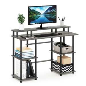 Furinno Turn-N-Tube Computer Desk, French Oak Grey/Black