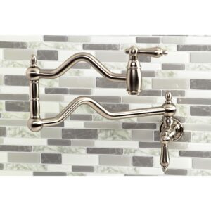 Kingston Brass KS2108AL Heritage Pot Filler, Brushed Nickel, 24.13 x 2.19 x 11.75