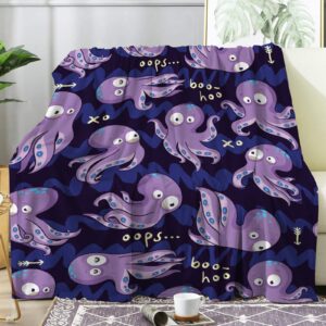 MYSTCOVER Octopus Blanket Gifts for Boys Girls, Ocean Kraken Throw Blanket Sea Animals Decor Plush Soft Lightweight Flannel Fleece Cute Purple Octopus Blankets for Lap Chair Bed 50x40In Kids