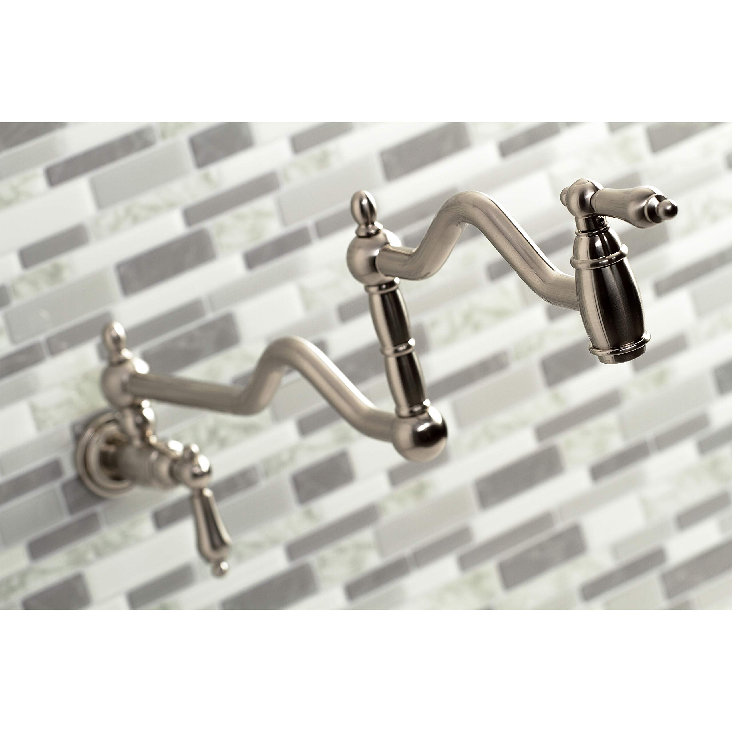 Kingston Brass KS2108AL Heritage Pot Filler, Brushed Nickel, 24.13 x 2.19 x 11.75