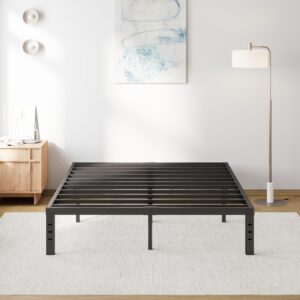 comasach queen bed frame heavy duty,14" high black metal platform bed frame,sturdy steel frame,no box spring needed,noise-free,easy assembly