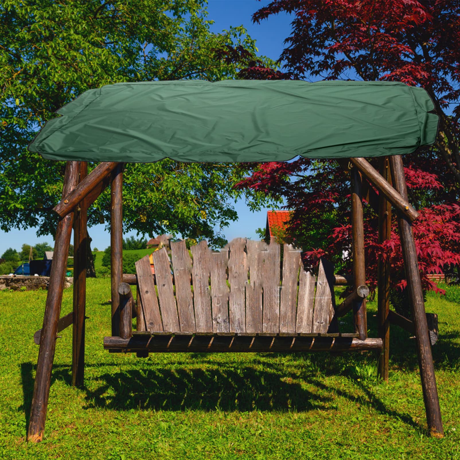 Cabilock Outdoor Swing Canopy Replacement Chair Canopy Seat Furniture Sunshade UV Block Garden Swing Cover for Patio Yard Seat - Three seat 195x125cm (Green)