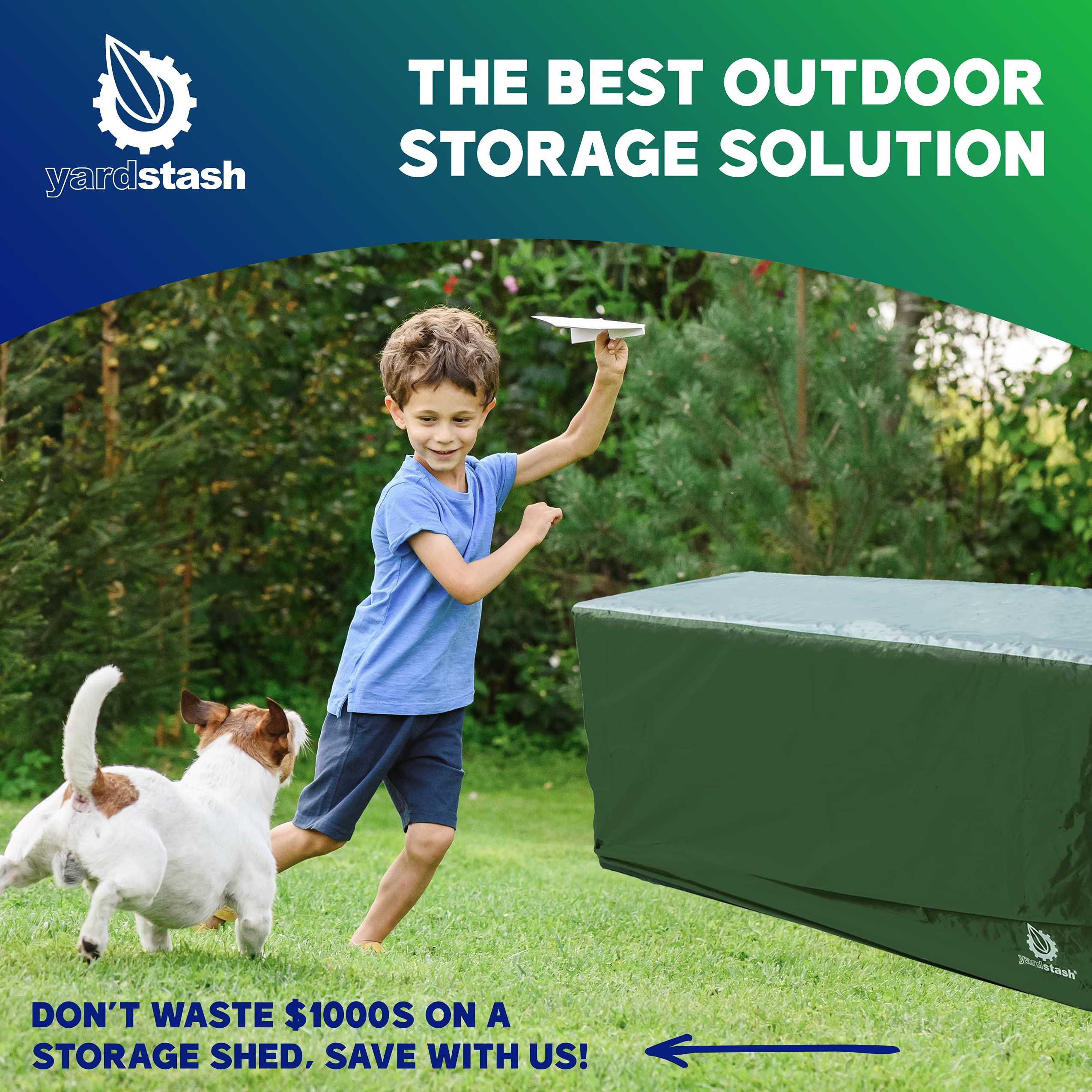 YardStash Deck Box Cover - Heavy Duty, Waterproof Covers for Outdoor Cushion Storage and Large Deck Boxes - Protects from Rain, Wind and Snow - L - Tan