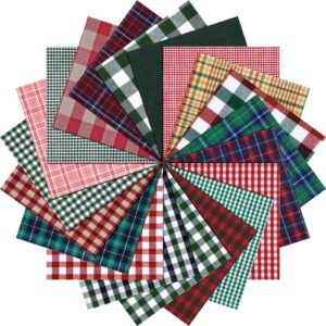 tatuo 40 pcs christmas cotton fabric craft bundle squares christmas homespun patchwork sewing quilting fabric plaid check fabric squares christmas holiday collection 6 x 6 inch for diy