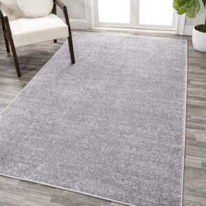 jonathan y seu100a-4 haze solid low-pile indoor area-rug casual contemporary solid traditional easy-cleaning bedroom kitchen living room non shedding, 4 ft x 6 ft, grey