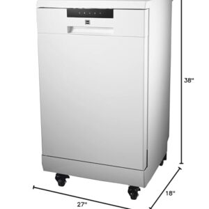 HAMILTON BEACH HBDW180WHITE RDW1809-WHITE RCA RDW1809 Portable Dishwasher, 18in Wide, 8 Place Settings Capacity, White