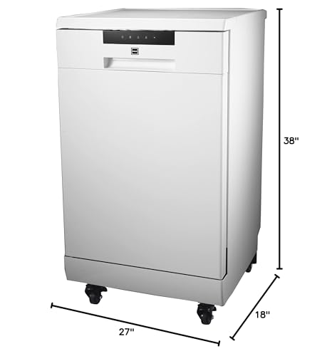 HAMILTON BEACH HBDW180WHITE RDW1809-WHITE RCA RDW1809 Portable Dishwasher, 18in Wide, 8 Place Settings Capacity, White